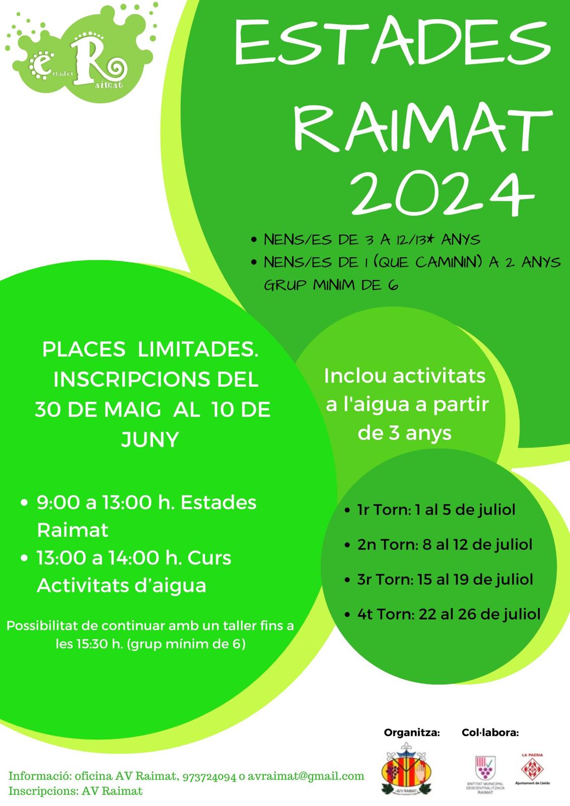 Estades a Raimat-Juliol 2024 - Entitat Municipal Descentralitzada de ...